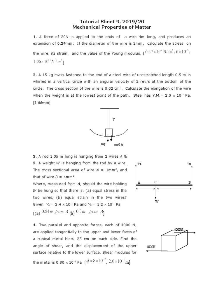 Tut-09-Mechanical Prop of Matter | PDF | Force | Liquids