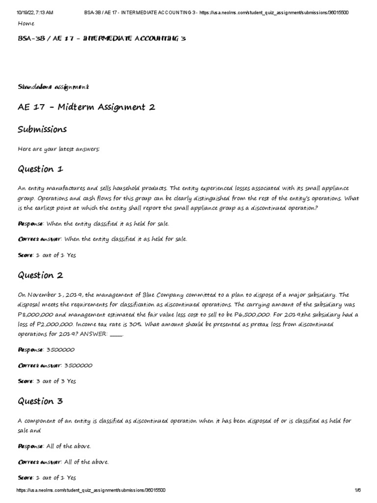 Midterm Assignment 2 - Bsa 3B - Ae 17 Intermediate Accounting 3 | Download Free PDF ...