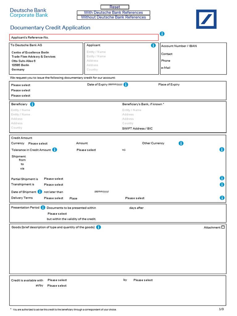 Documentary Credit Application UK | PDF | Banks | Business