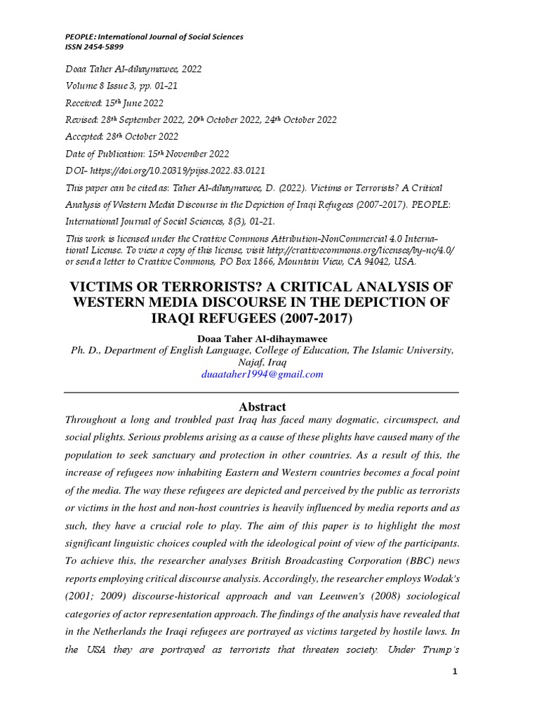 Victims or Terrorists? A Critical Analysis of Western Media Discourse ...
