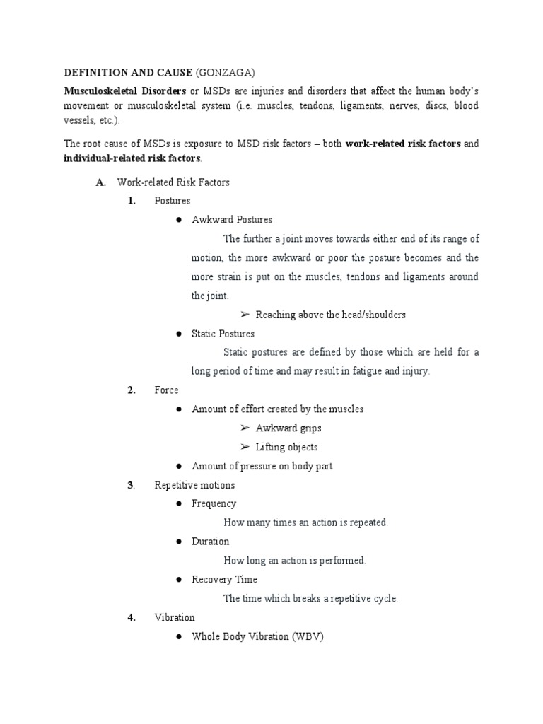 GROUP 5 - Muscoloskeletal Disorders and Recommended Solution of MSD ...