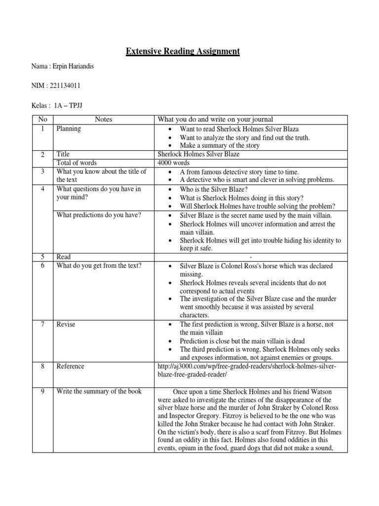 Sherlock Holmes: Silver Blaze Analysis | PDF | The Adventure Of Silver ...