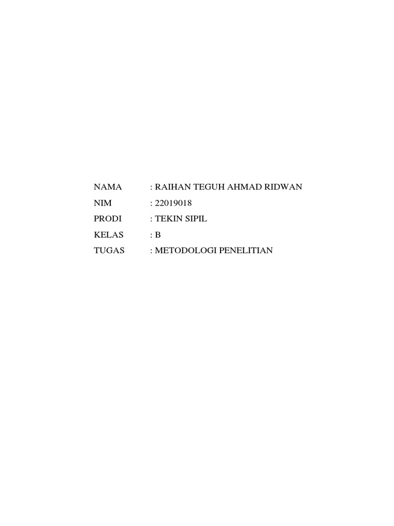 Metodologi Penelitian - Raihan Teguh Ahmad Ridwan - 22019018 | PDF