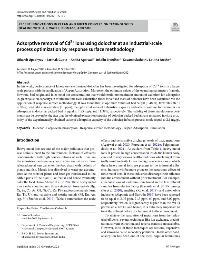Dolochar Simulation Aspen Adsorption | PDF | Adsorption | Chemistry