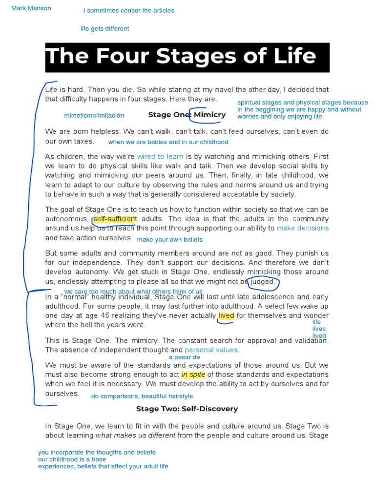 The Four Stages of Life | PDF | Autonomy | Experiment