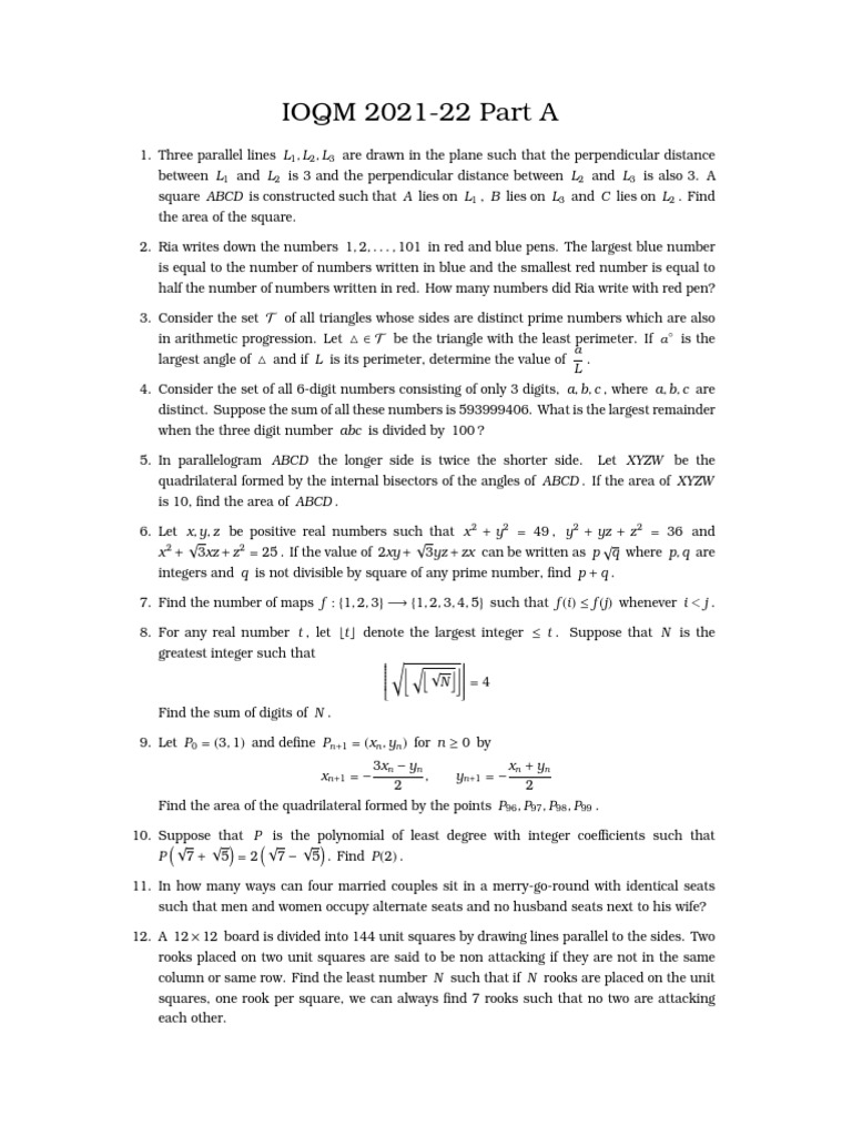 Ioqm 2021 | Download Free PDF | Triangle | Mathematical Analysis