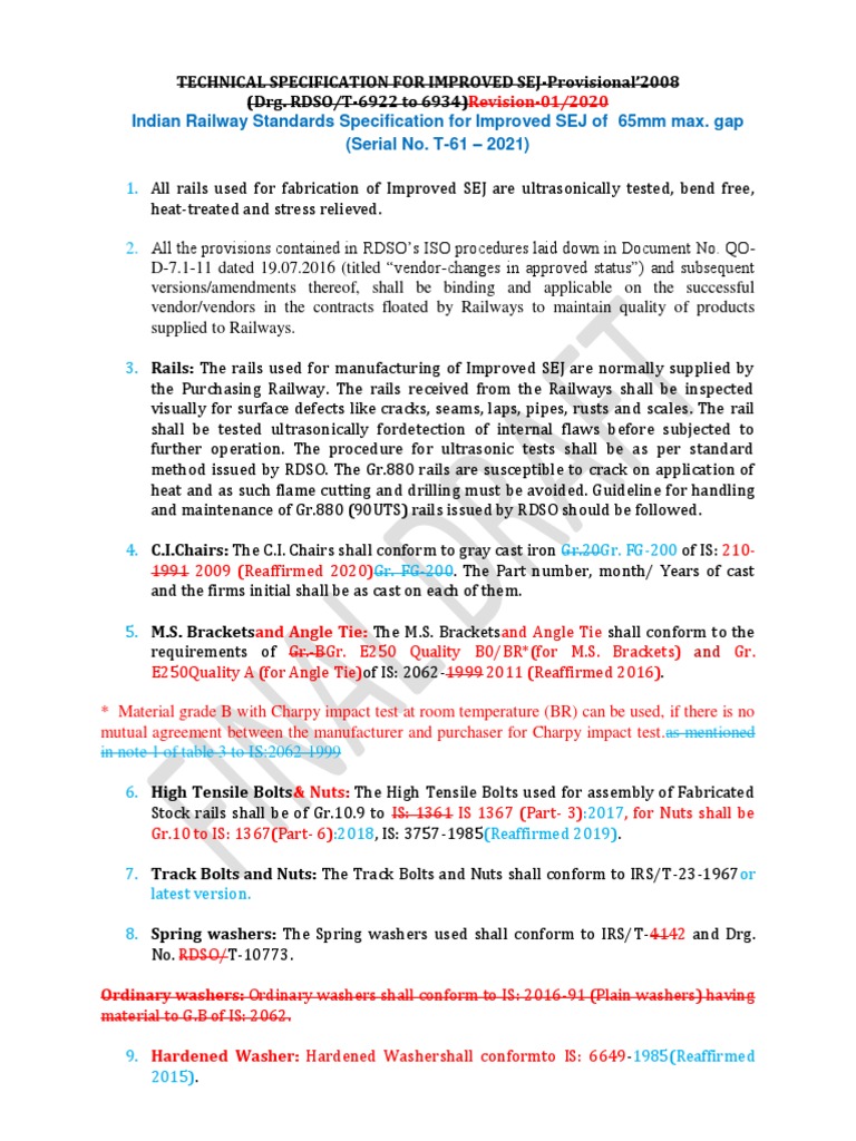 Final Draft - Specification - ISEJ65 - 22 - 02 - 2021 | PDF | Screw | Washer (Hardware)