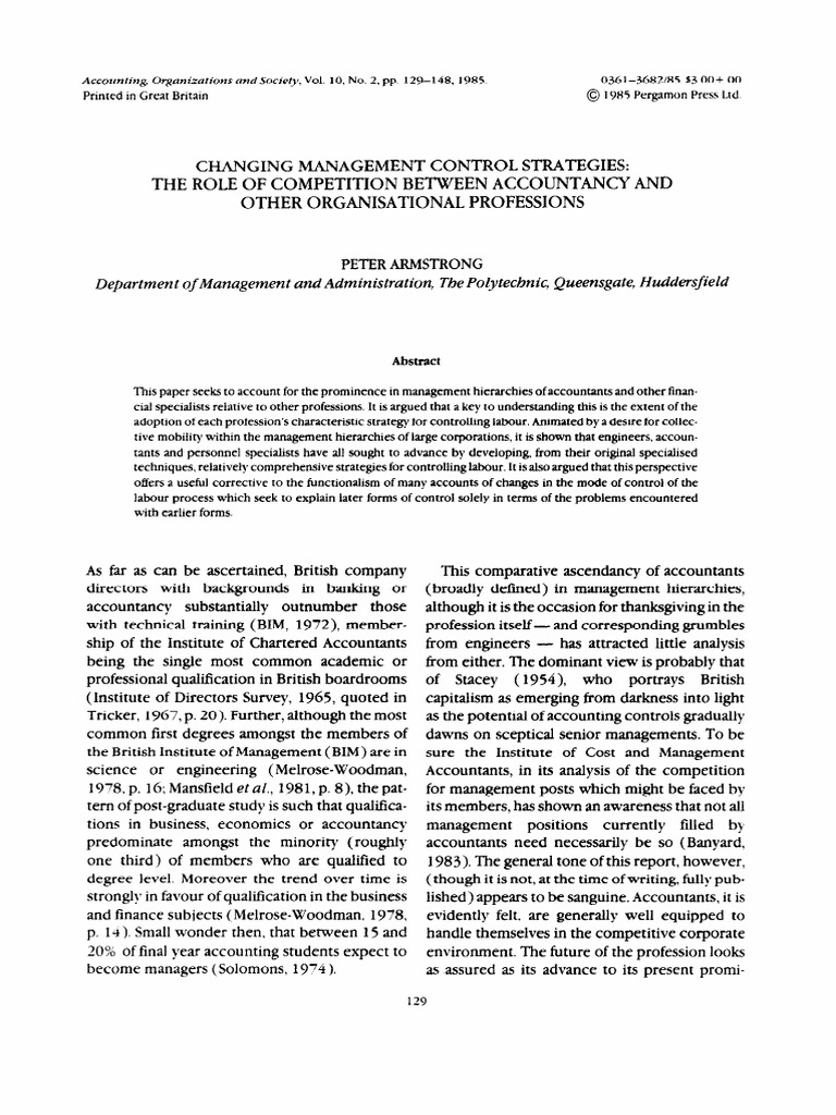 Changing Management Control Strategies - The Role of Competition ...