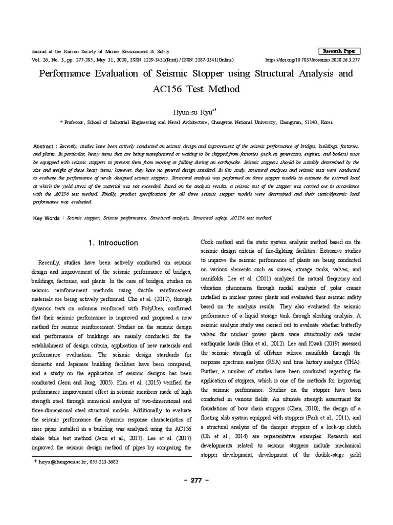Performance Evaluation of Seismic Stopper Using Structural Analysis and ...