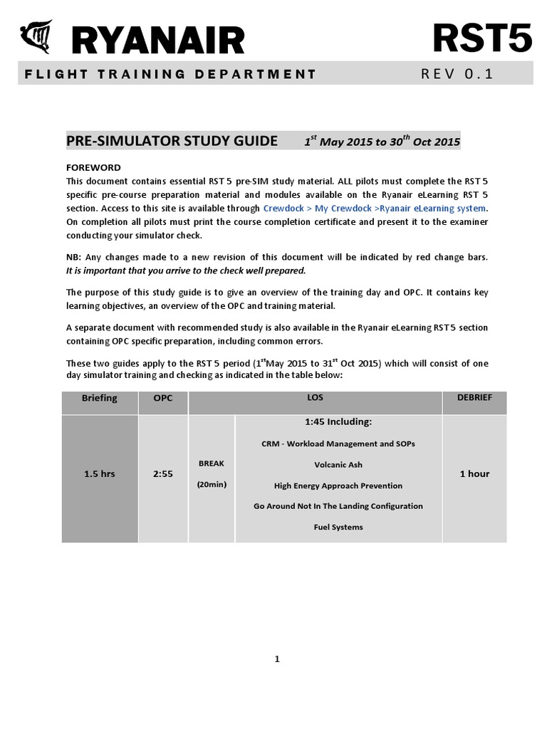 Ryanair RST5 Pre-Sim Study Guide | PDF | Air Traffic Control ...