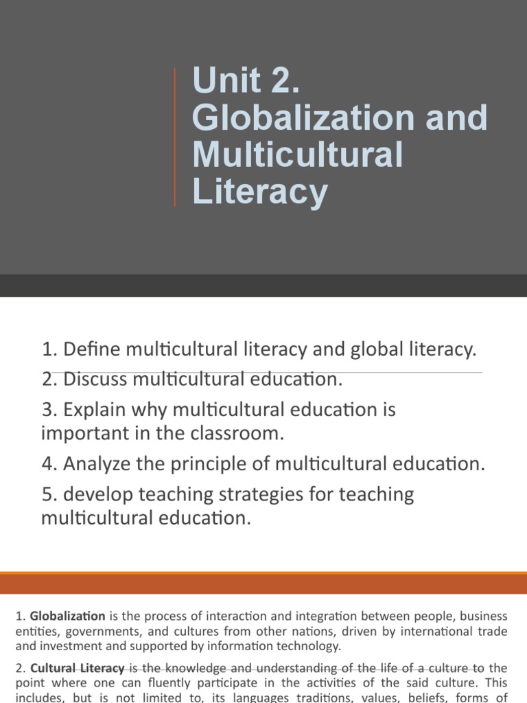 Lesson 2 Globalization and Multicultural Literacy | PDF