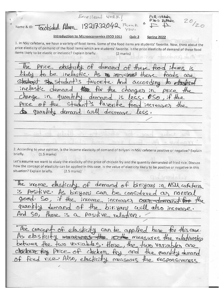 Best Quiz 2 Script ECO 101 (Spring 2022) | PDF