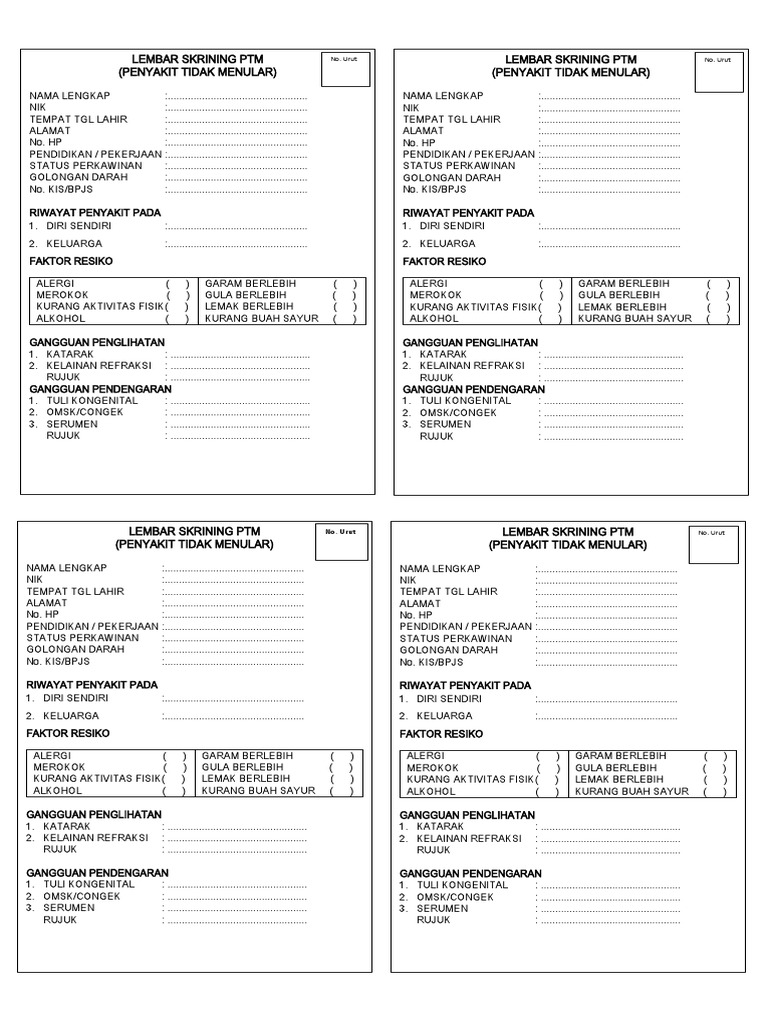Lembar Skrining PTM-1 | PDF