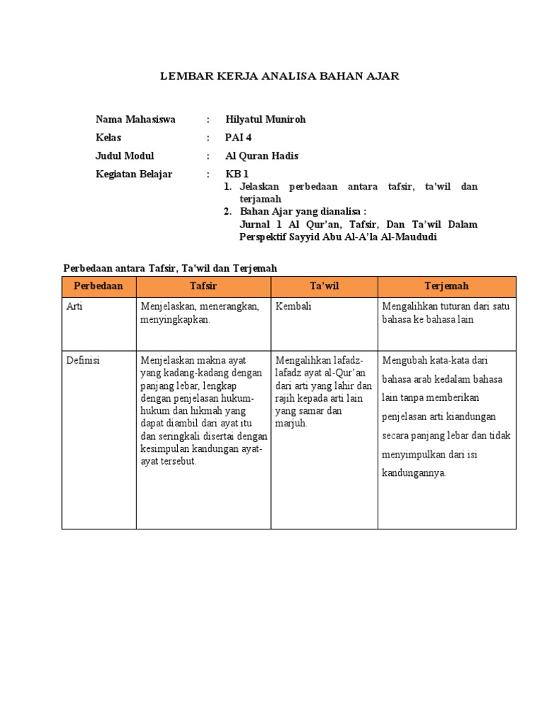 KB 1 Analisa Ajar | PDF