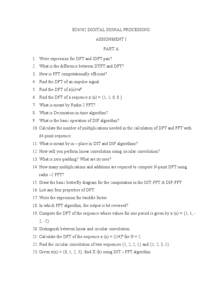 Assignment 1 - DFT | PDF | Discrete Fourier Transform | Fast Fourier Transform