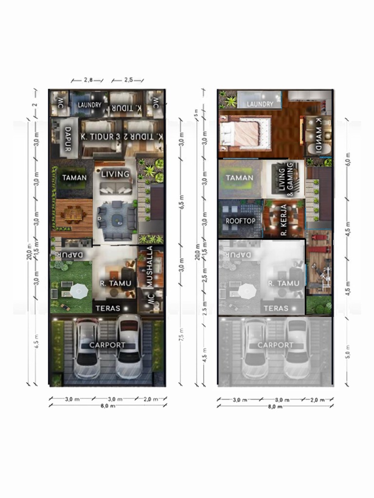 8x22 House Plan (Alternatif 2) | PDF