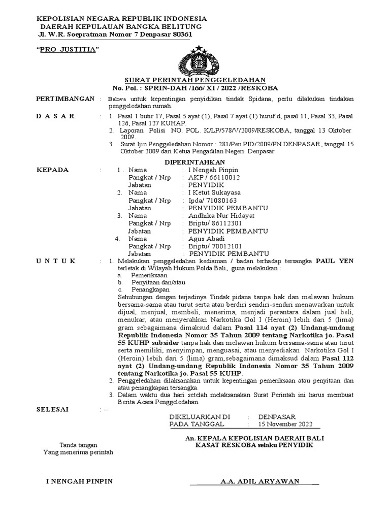 Format SP Geledah | PDF