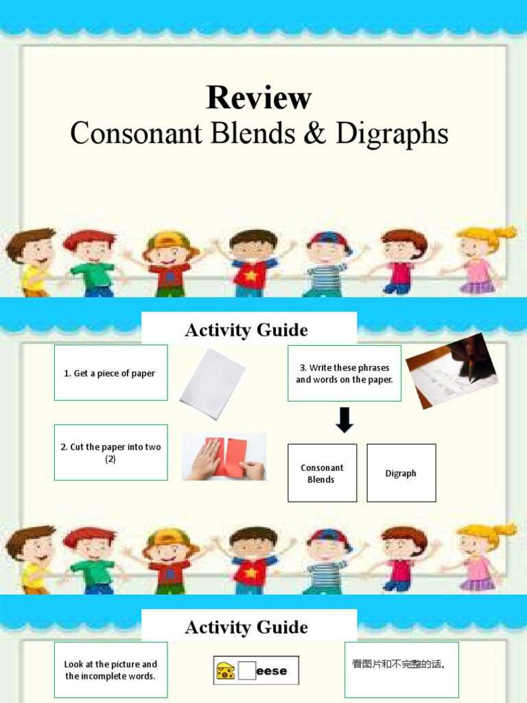 Consonant Blends and Digraphs REVIEW 1 | PDF