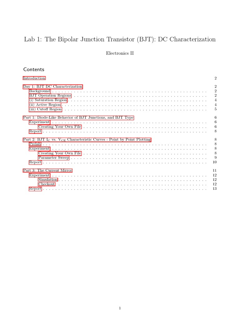 ELEC3509 Lab1 Day1 | PDF | Bipolar Junction Transistor | Transistor