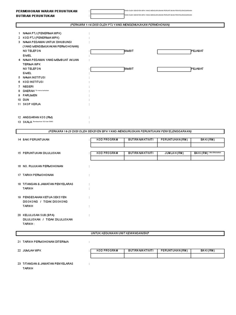Borang Bpa-1 Baharu | PDF