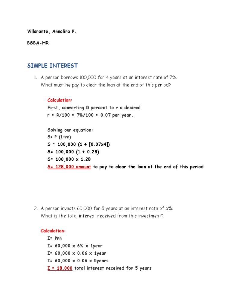 Activity 5 (Simple and Compound Interest) | PDF