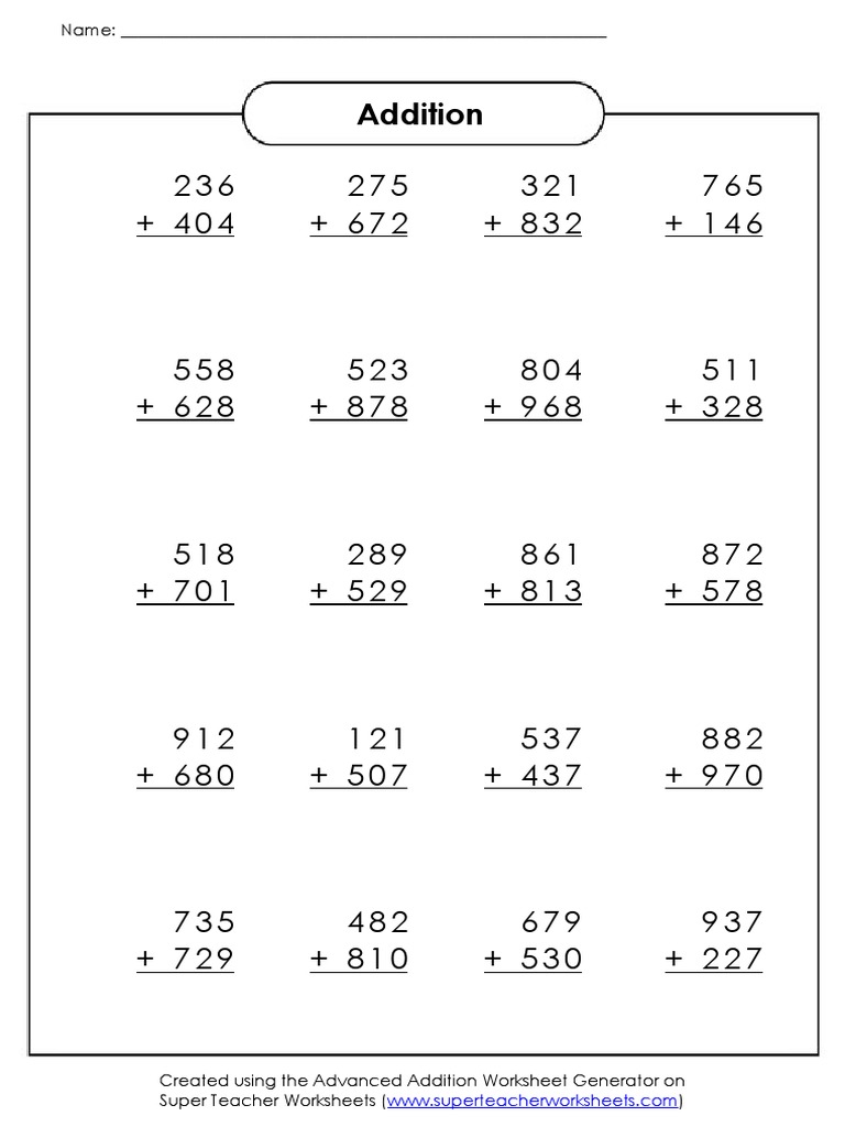 Super Teacher Worksheets Addition | PDF