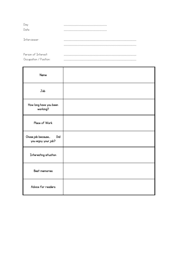 Interview Template for Career Insights | PDF
