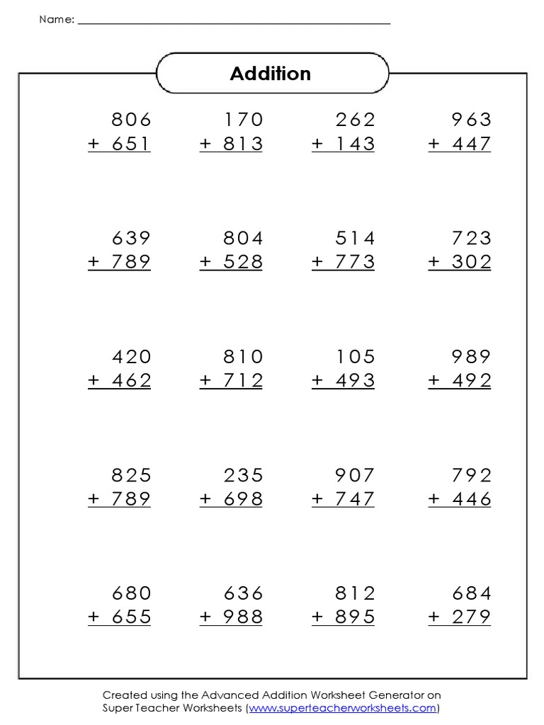 Super Teacher Worksheets Addition | PDF