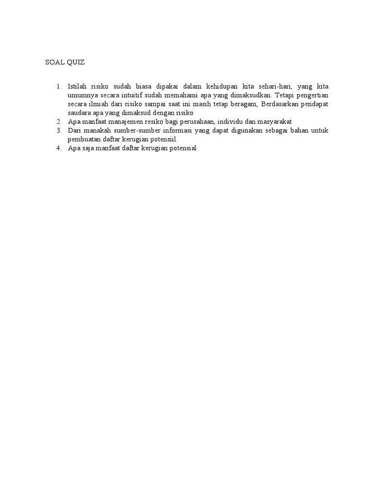 Soal Quiz 1 | PDF
