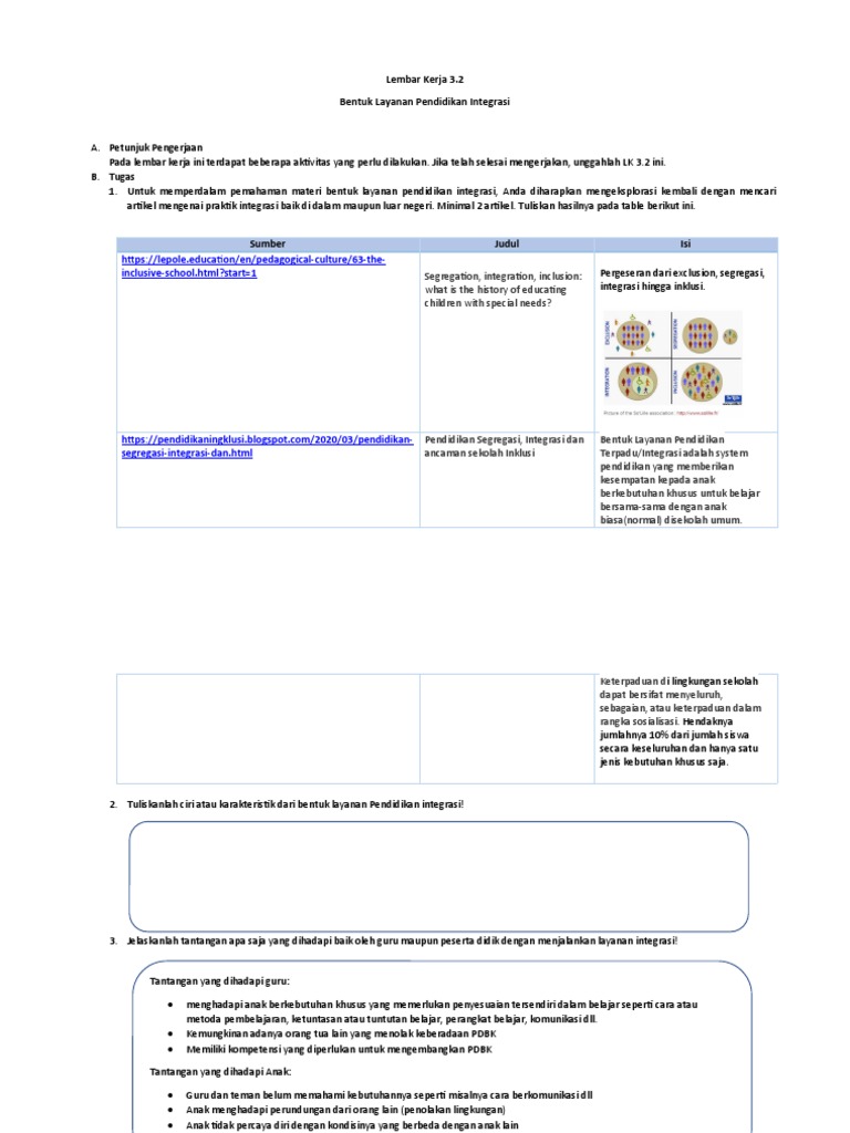 Contoh Lembar Kerja 3.2 Integrasi | PDF