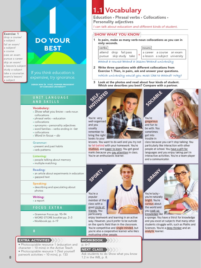 Focus B1 Part 2 Unit 1 | PDF | Cognitive Science | Linguistics