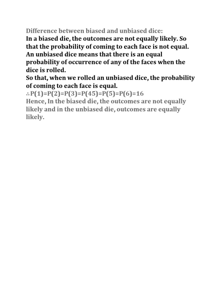 Biased and Unbiased Dice | PDF