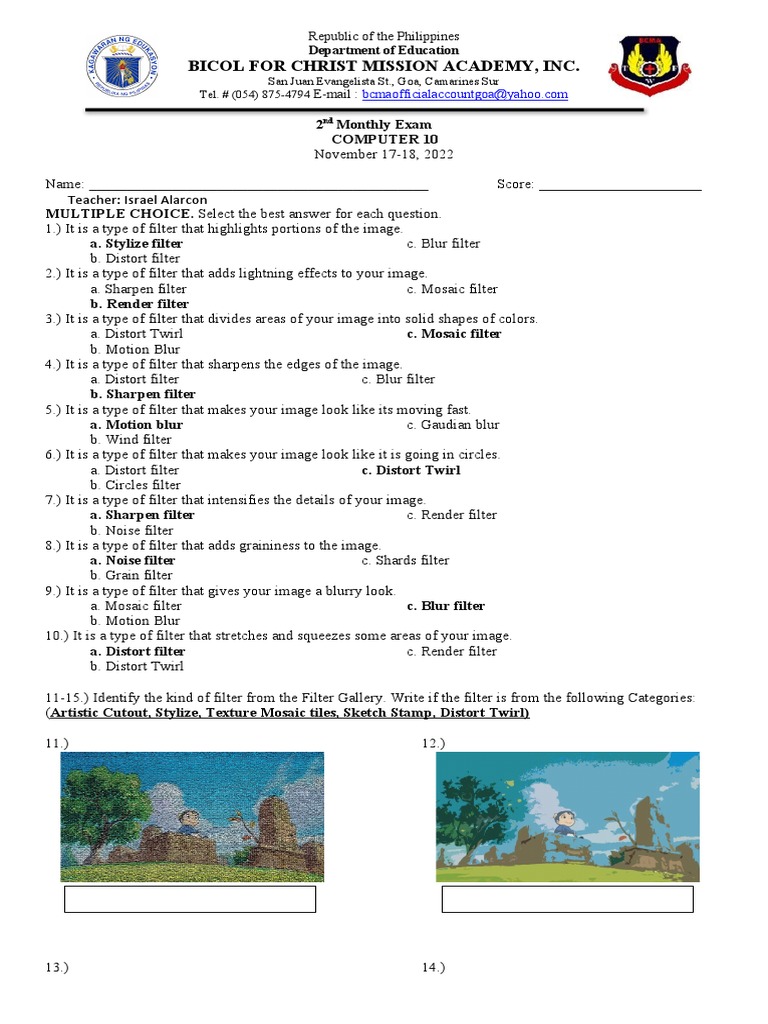 Grade 10-COMPUTER 2nd Monthly | PDF | Adobe Photoshop | Imaging
