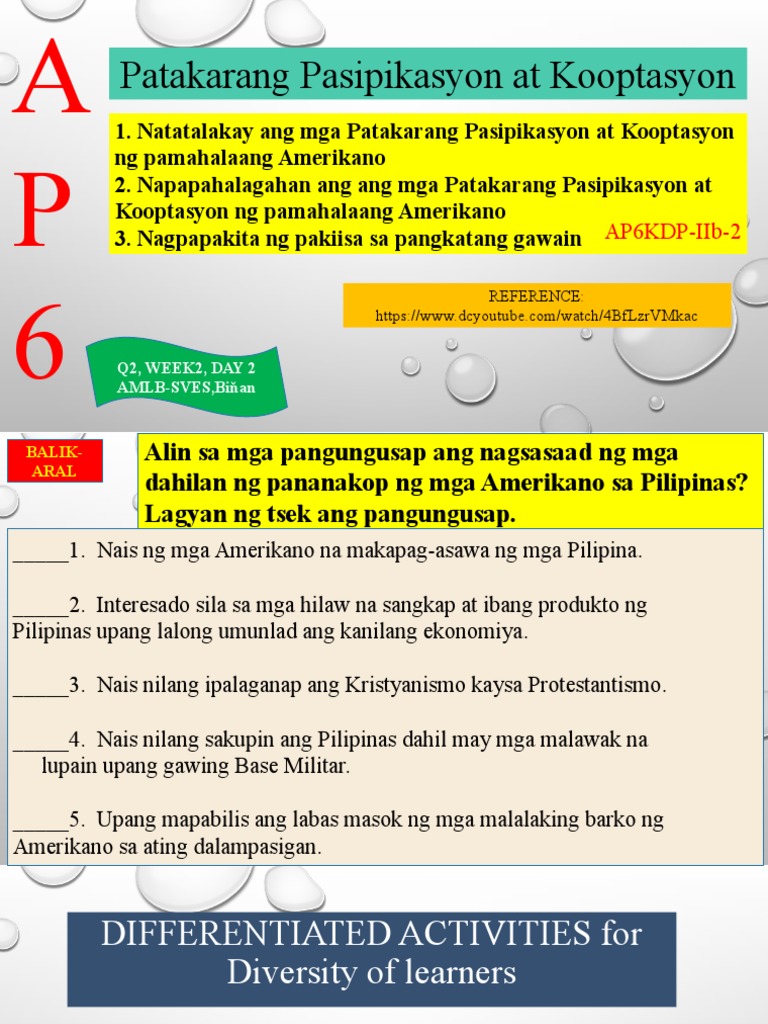 Devices - Ap6, q2, Week2, Day2 - Patakarang Pasipikasyon at Kooptasyon | PDF