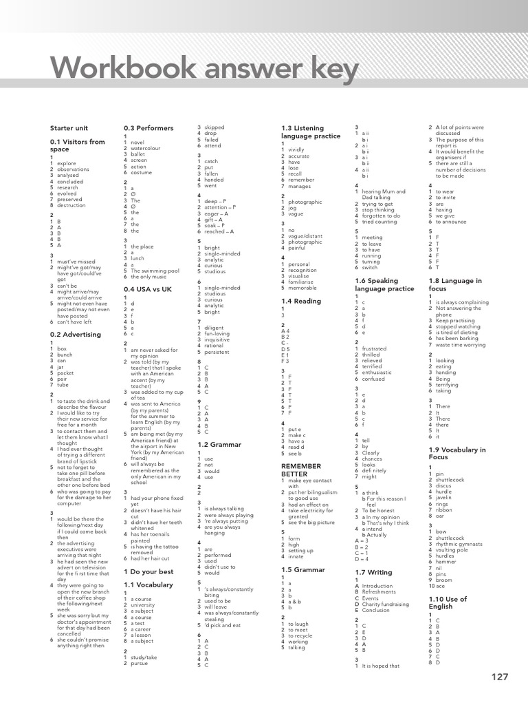 17 Focus B1 Part 2 WB Answer Key | PDF | Human Communication | Linguistics