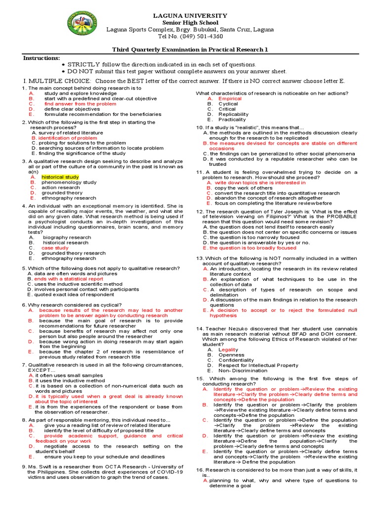 Third - Quarterly - Examination - in - Pracrtical Research 1 | PDF