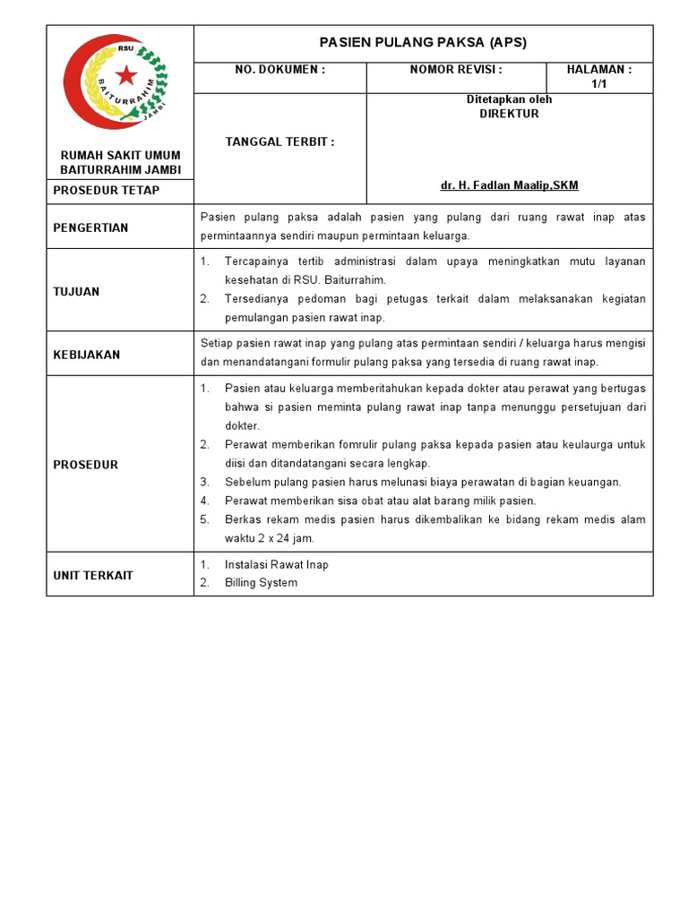 Spo Pasien Pulang Paksa Pdf