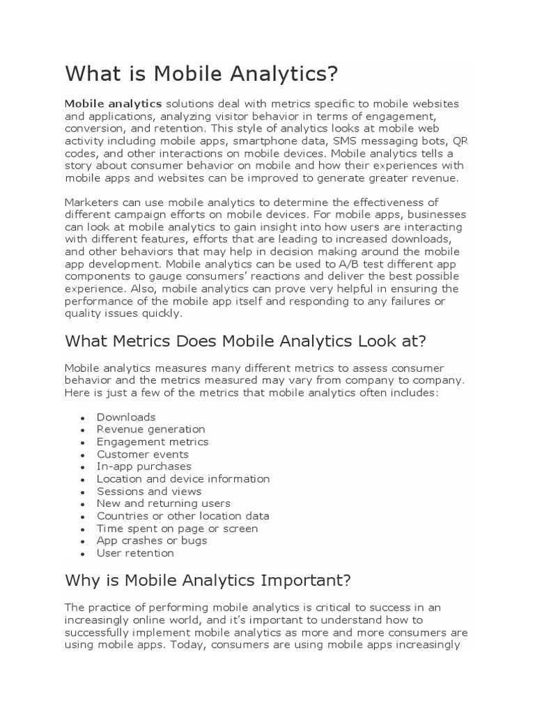 What Is Mobile Analytics | PDF | Analytics | Mobile App