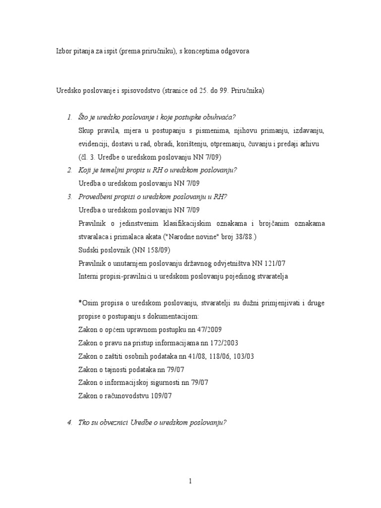 Što Je Uredsko Poslovanje I Koje Postupke Obuhvaća? | PDF