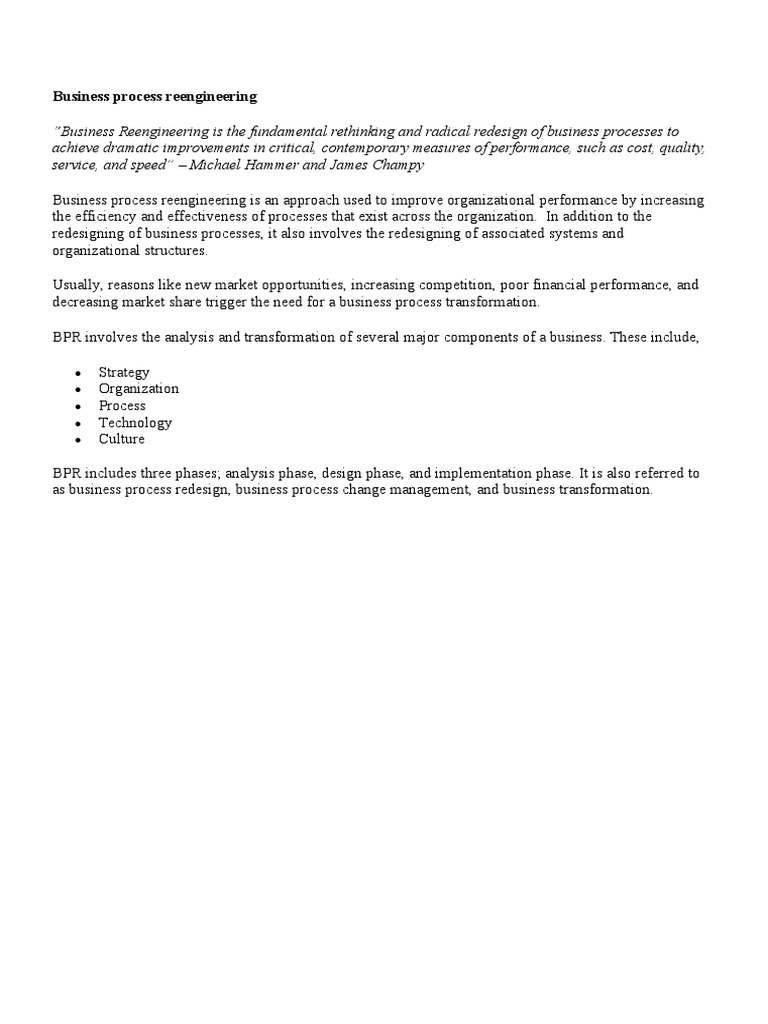 Business Process Reengineering | PDF