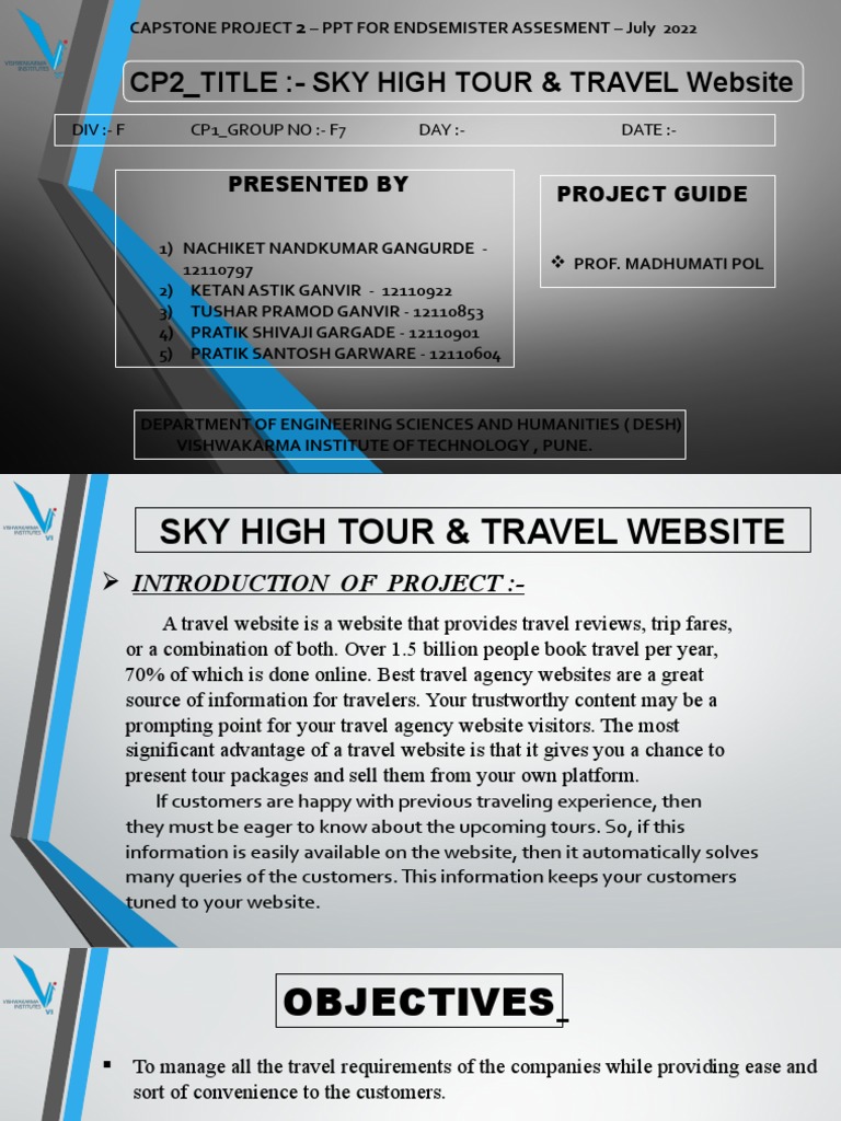 CP2 End Sem PPT Sky High Travels | PDF | Tourism | Php