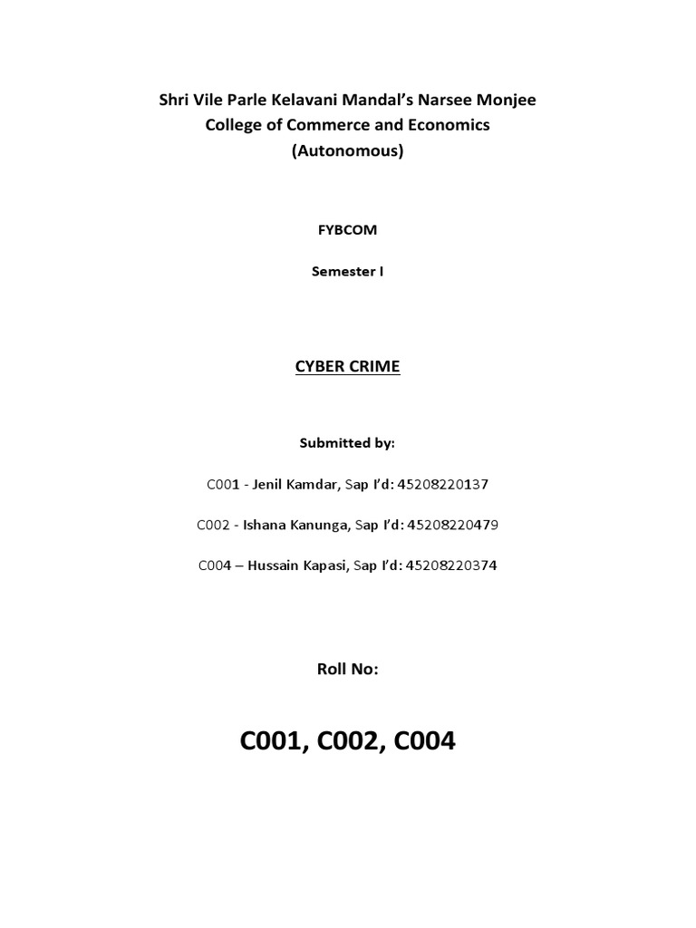 Cybercrime & Economic Offence Project | PDF