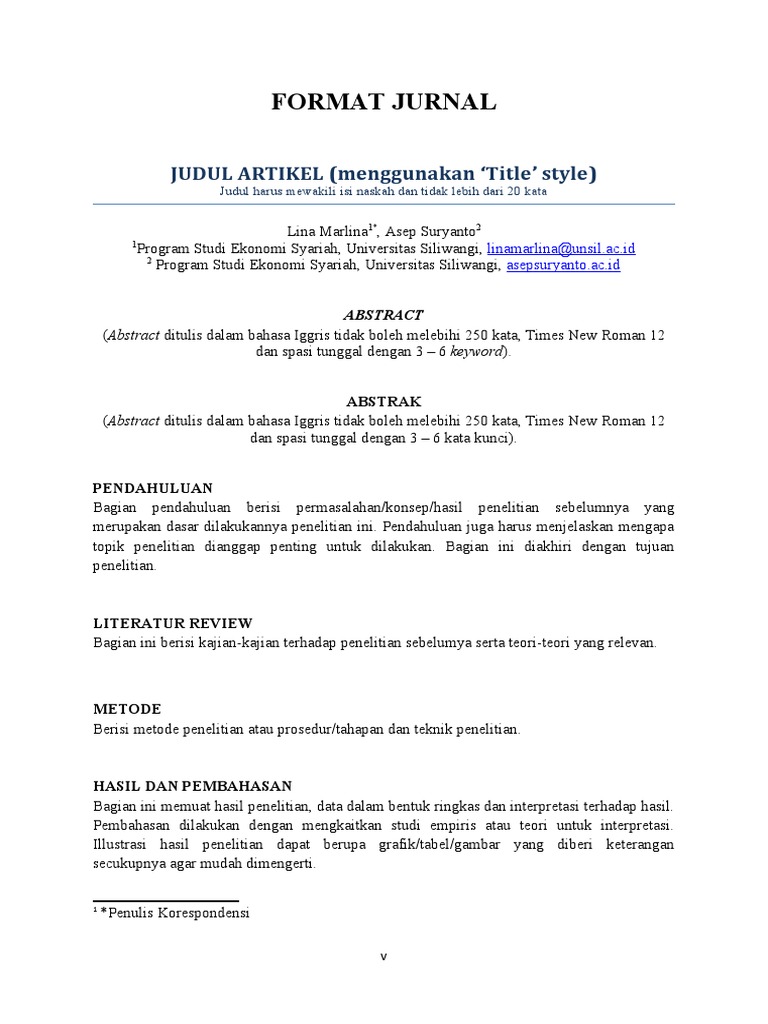 Format Penulisan Jurnal Ekonomi Syariah | PDF