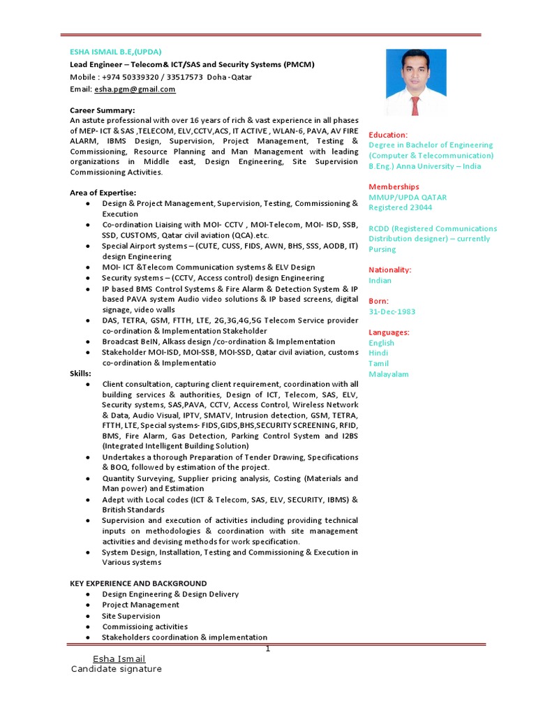 Esha Ismail B.E | PDF | Telecommunications