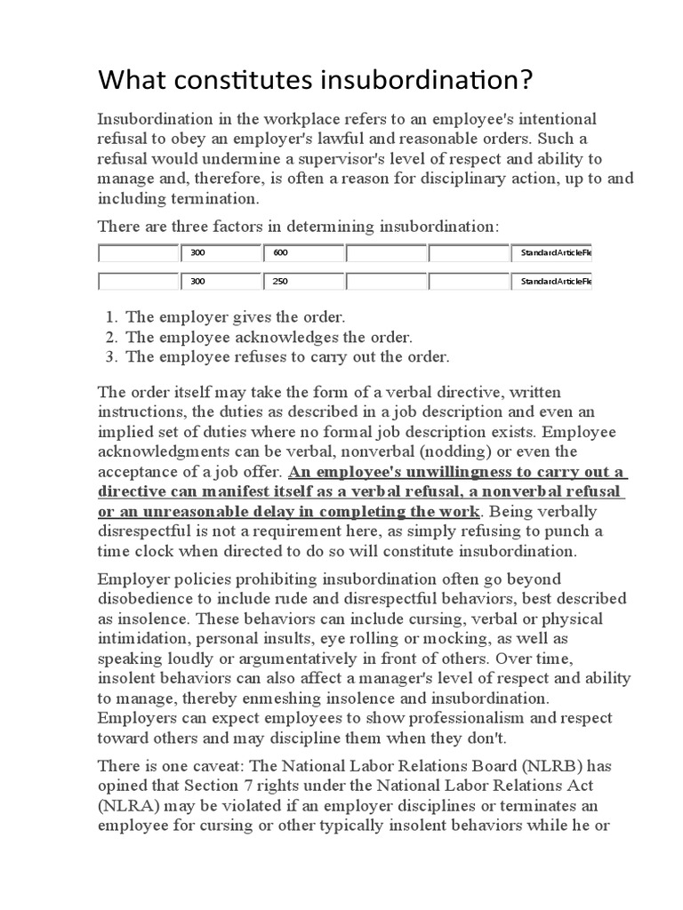 Understanding Workplace Insubordination | PDF | Employment | Labor ...