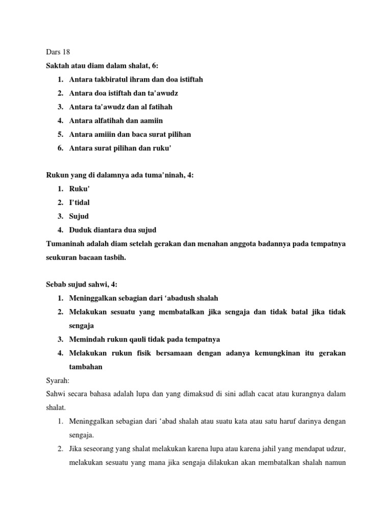 Dars 18 - Fiqih Safinatun Najah | PDF