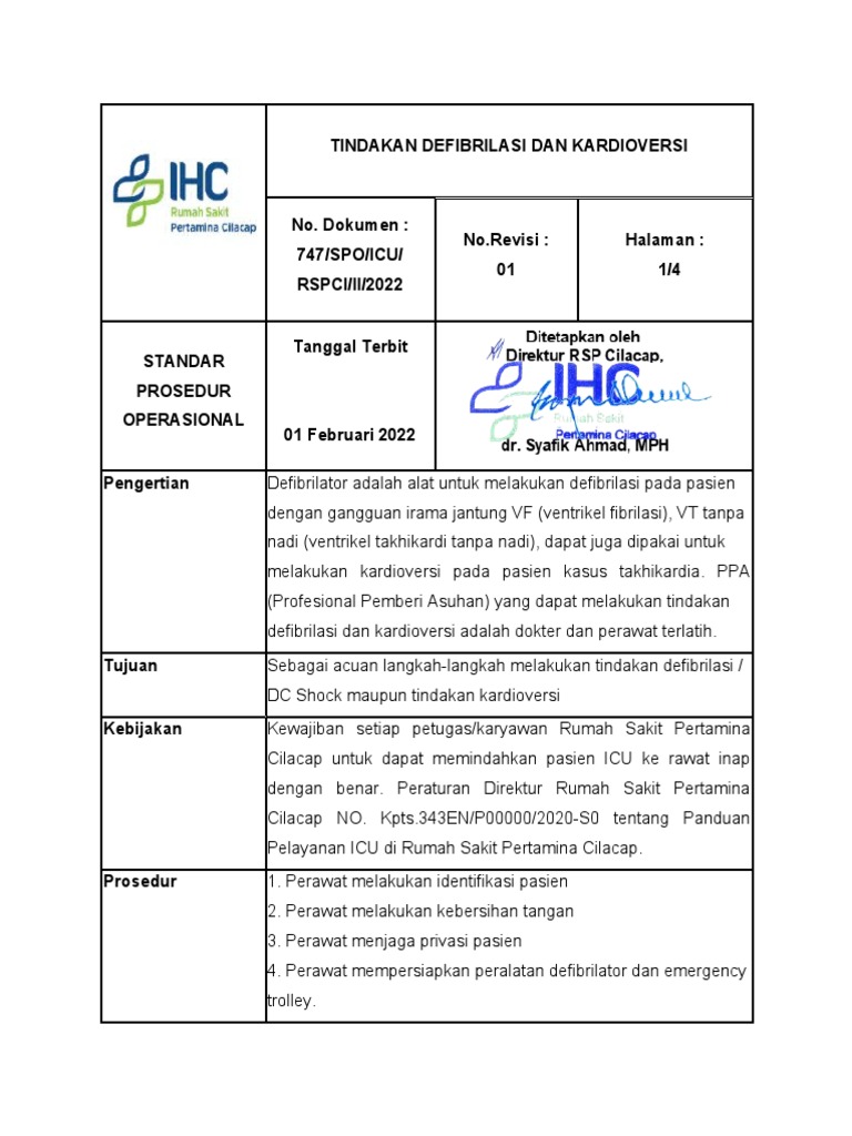 Prosedur Defibrilasi dan Kardioversi | PDF