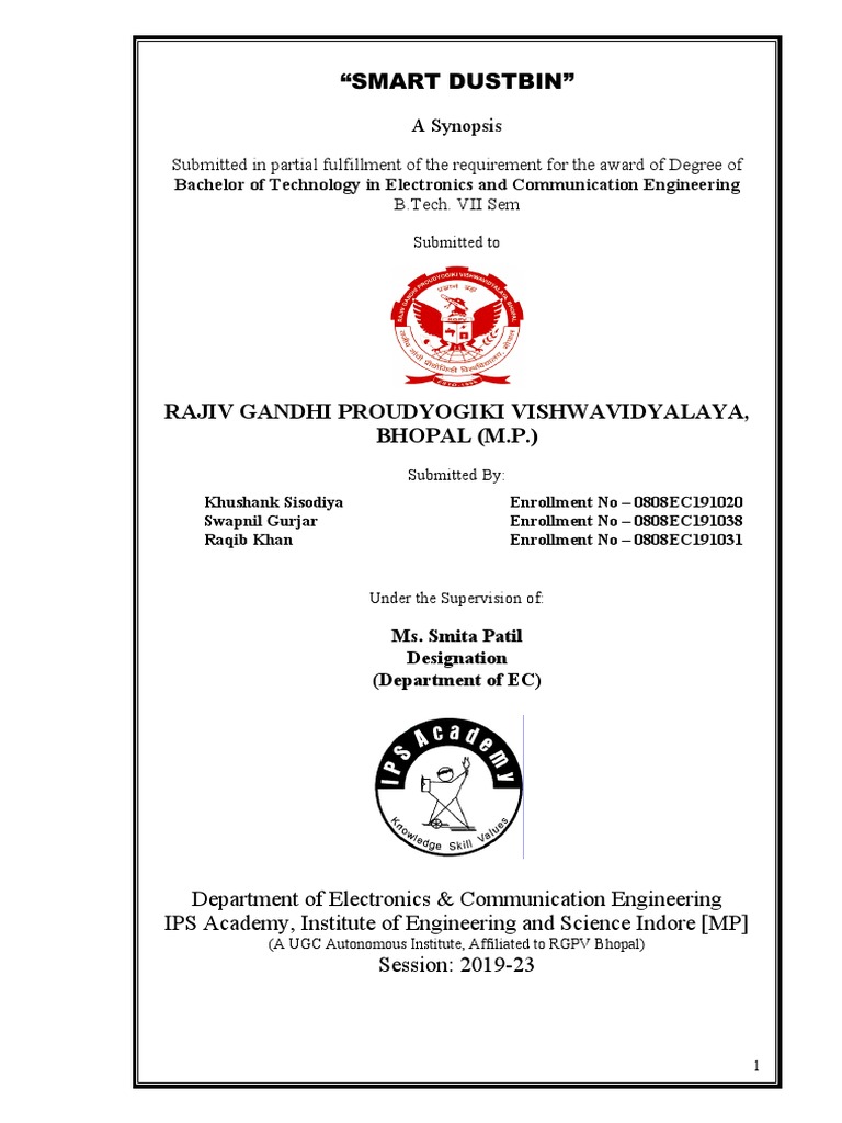Smart Dustbin Project Report | PDF