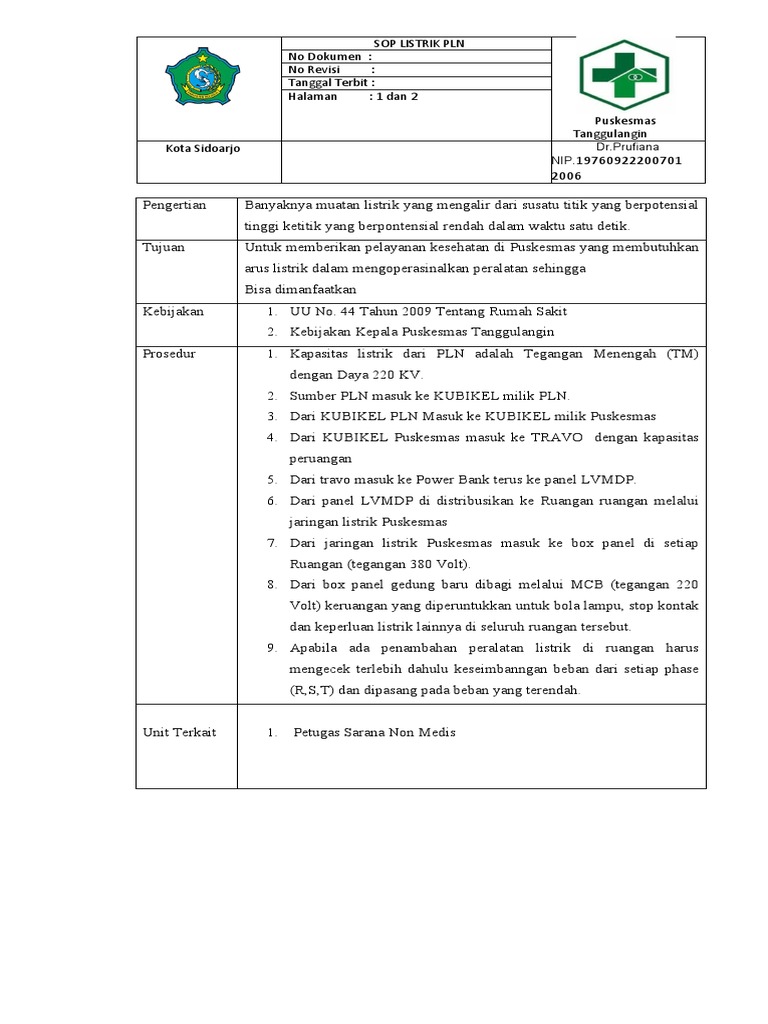 Sop Listrik PLN | PDF