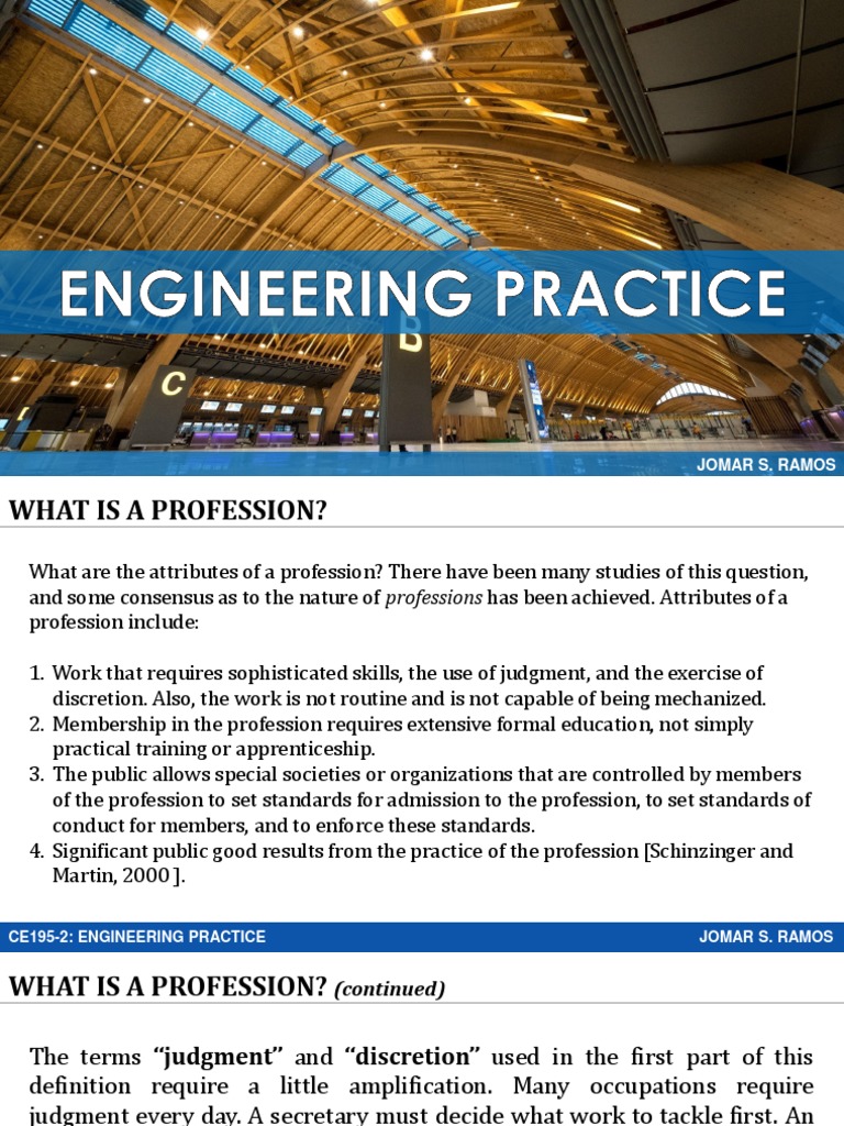 CE195-2 - Engineering Practice - Part 1 - JSR | PDF | Engineer | Profession